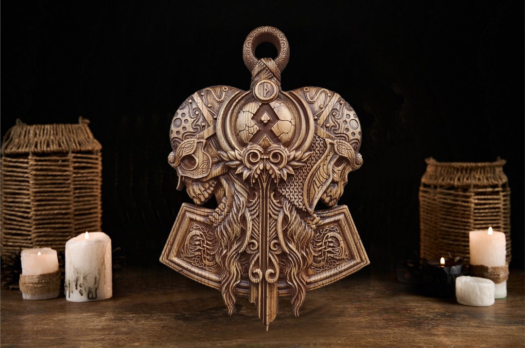 Thor Hammer Wall Decor, Mjolnir Wood Art, Norse Art, Viking Art, Thor ...