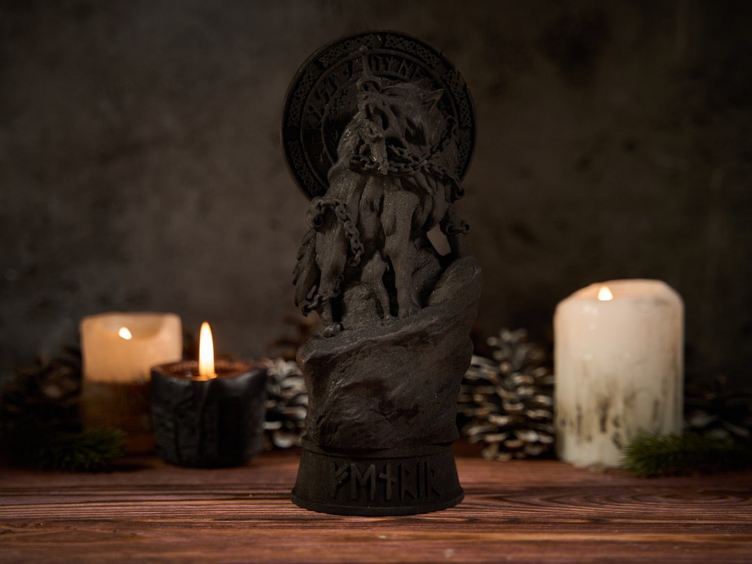 Black Fenrir Statue, Fenrir Norse Wolf Statue, Fenrir Wolf Statue ...