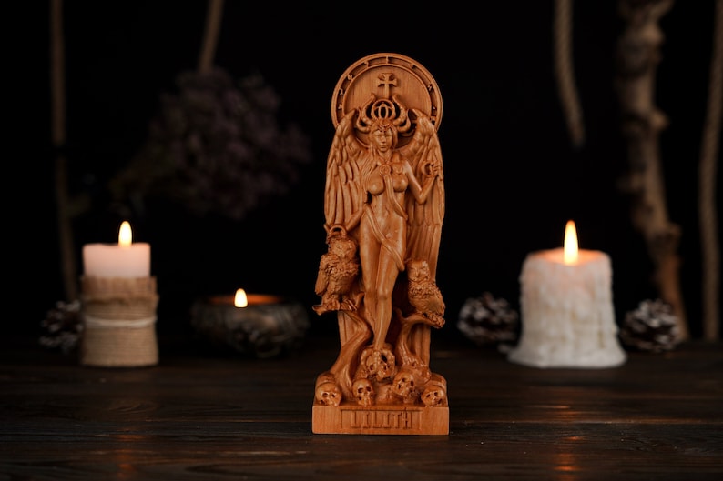 Lilith Wicca Goddess, Astaroth Statue, Inanna Wooden Figure, Wicca ...