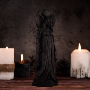 Black Selene Moon Goddess, Luna Norse Goddess, Selene Wood Figure ...