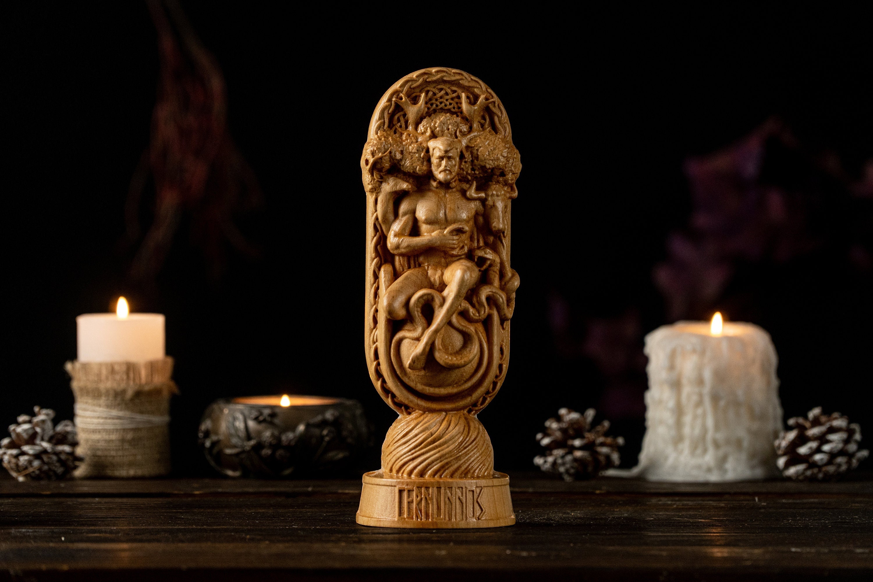 Cernunnos Celtic Horned God Cernunnos Wood Figure | Etsy