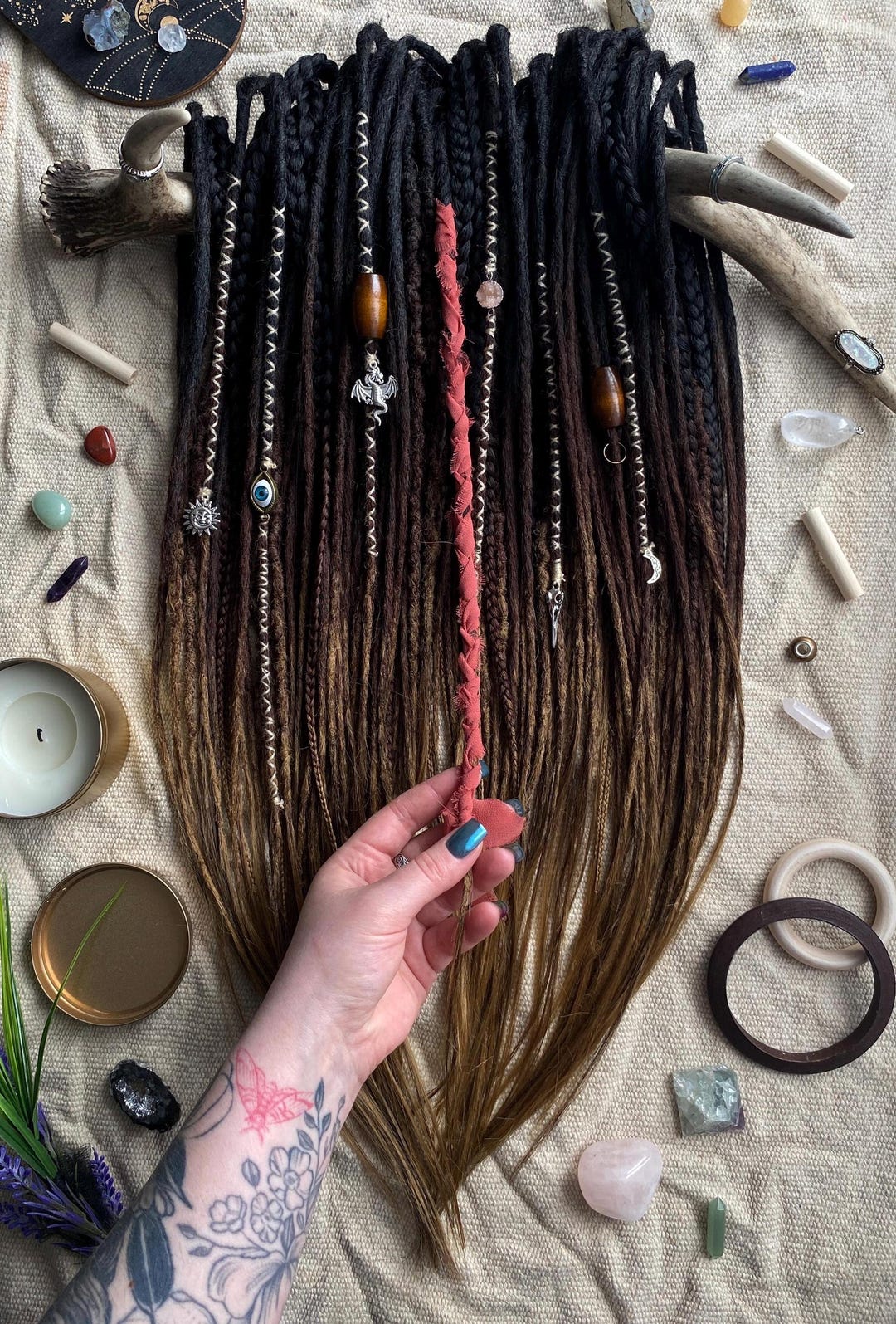 Wavy Faux Locs Handmade Natural Look Double Ended Dreads Accent Custom ...