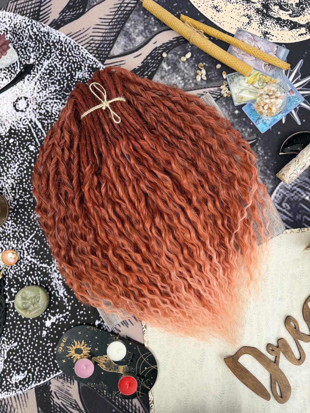 Faux Locs Hair Extensions: Boho Curly Pastel Orange (full Head or ...