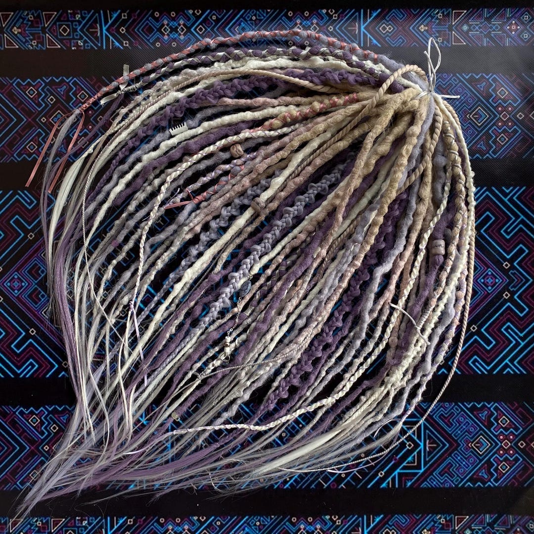 Boho Style Dread Locs White Purple Hair Extensions Accessories Shampoo ...