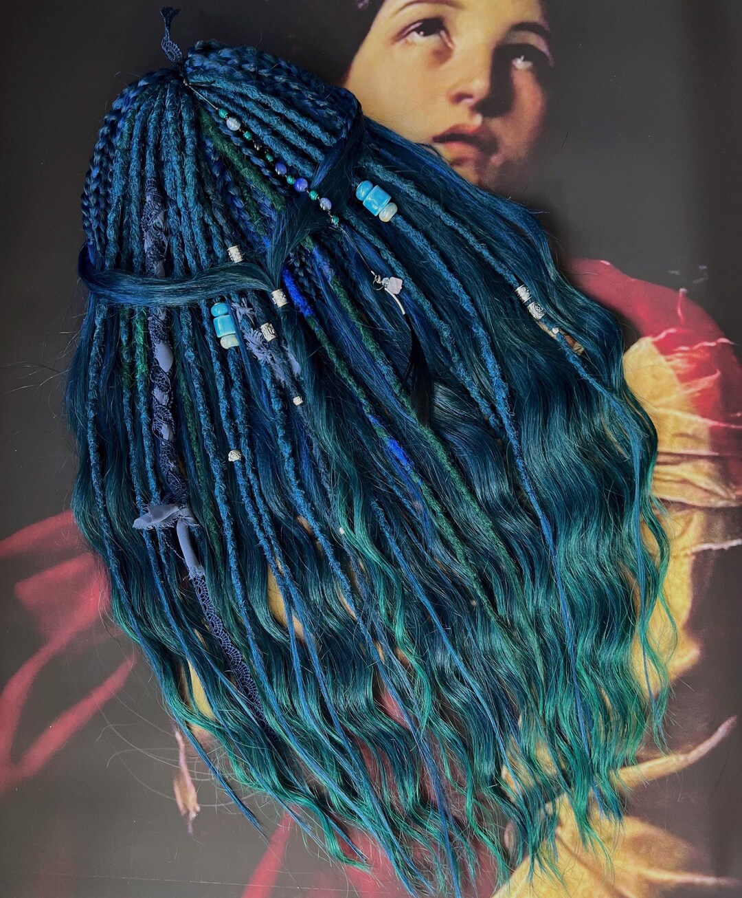 Sea Witch Dreadlocks: Festival Hair Extensions With Beads (green Blue ...
