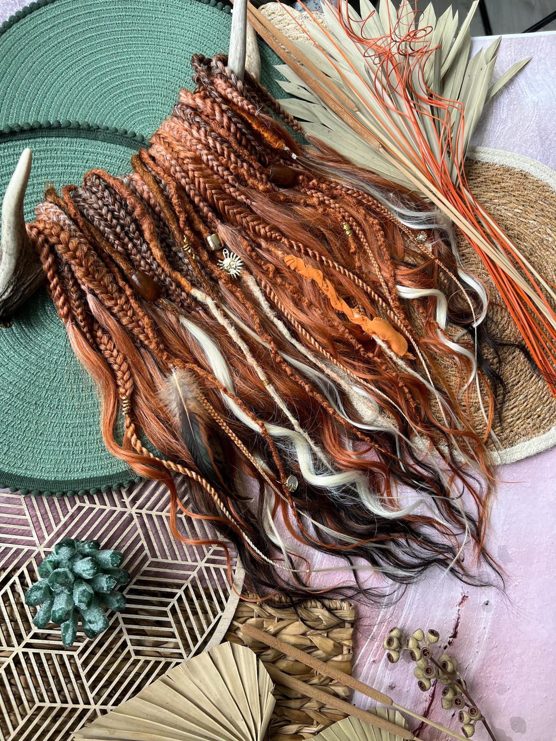 Reddish Copper Crochet Dreadlocks: Blonde, Curly, Boho Hair Extensions ...