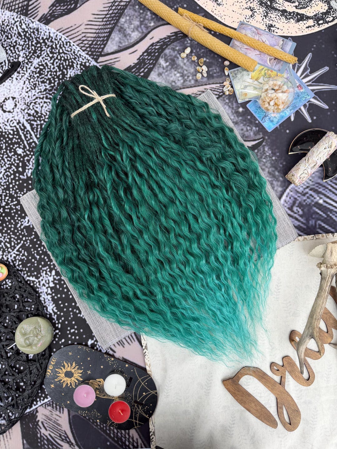 Curly Faux Locs: Emerald Green Boho Style - Lightweight Clip-ins - Etsy