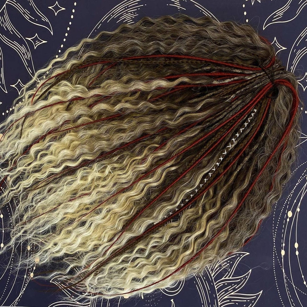 Synthetic Dreadlocks Set. Boho Style Ombré From Dark Blonde to Blonde ...