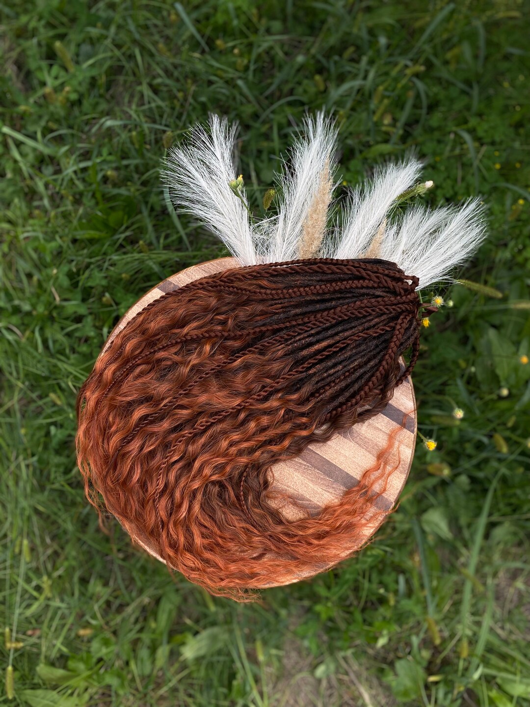 A Set of DE Synthetic Dreadlocks Hair Extensions Curly Dreads Brown and ...