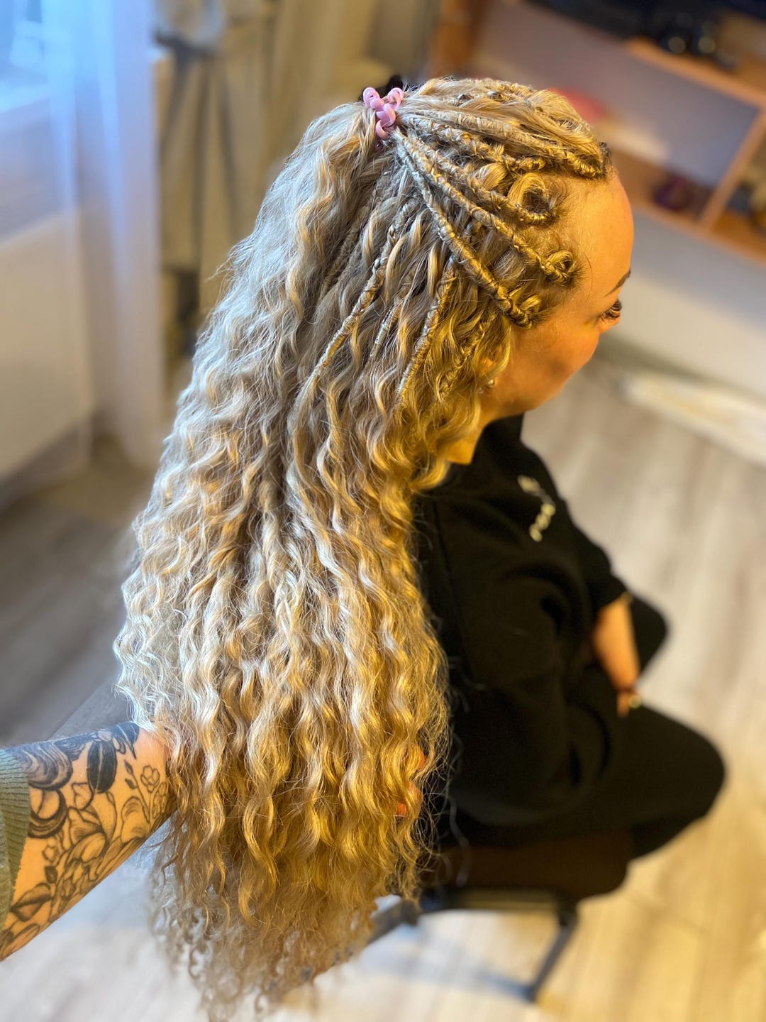 Long Light Blonde Curly Dread Extensions | Soft Wavy Synthetic Crochet ...