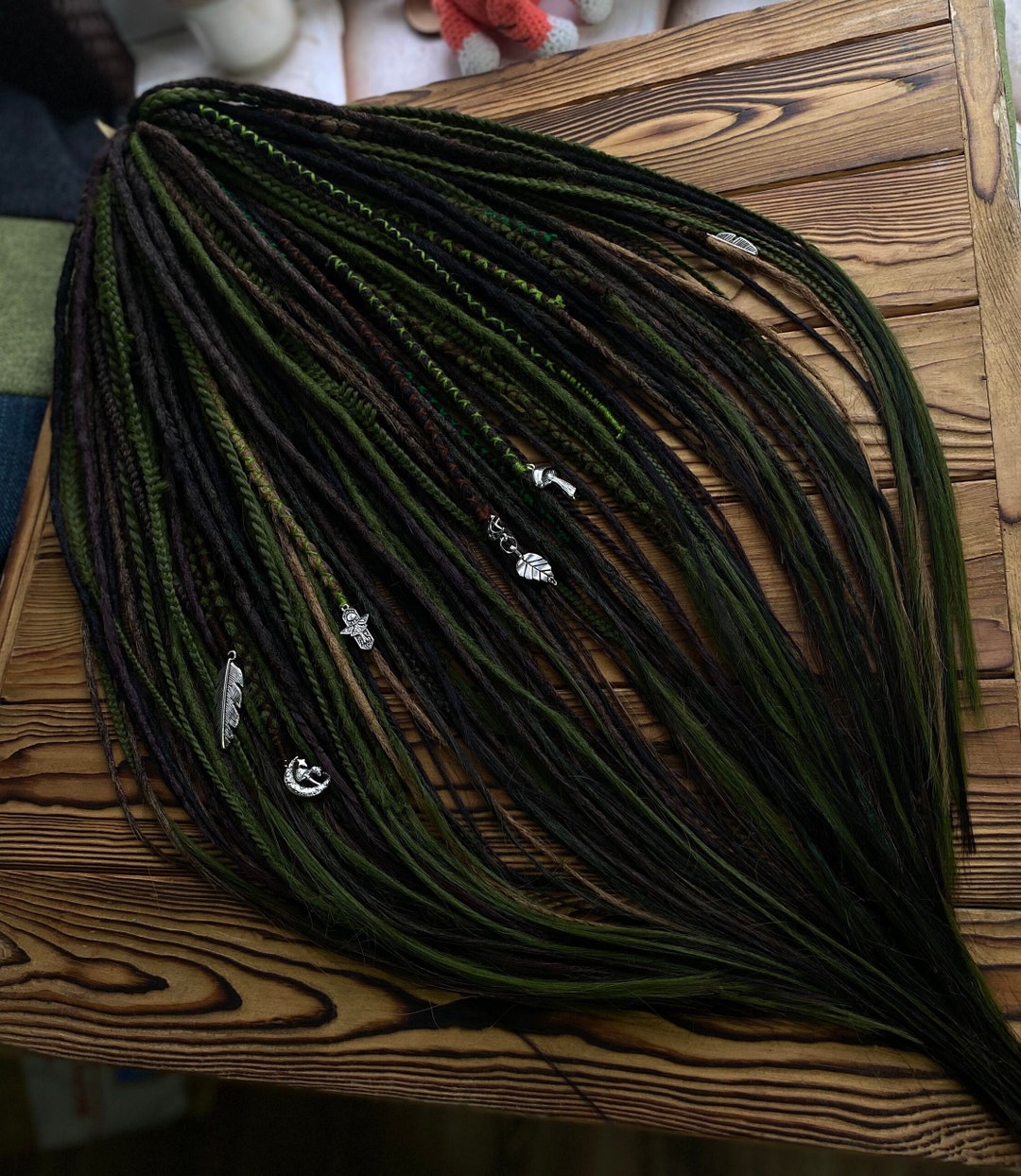 Synthetic Dreadlocks Set Dark Green Brown Dreadlocks Soft Hair ...