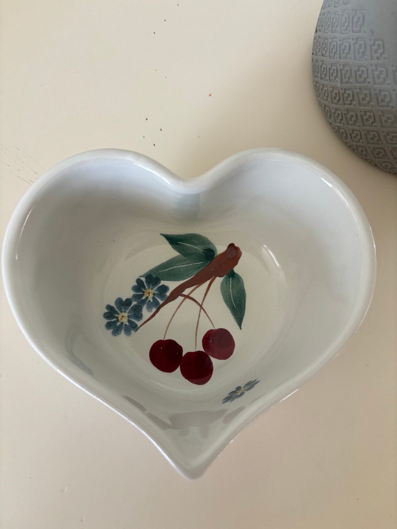 Heart Shaped Pottery Bowl Signed - Etsy