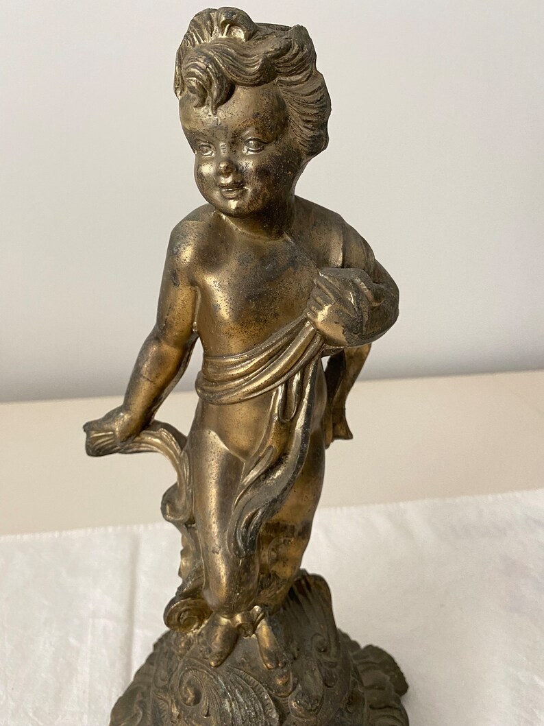 Vintage Cherub Lamp Base Bronze Plate - Etsy