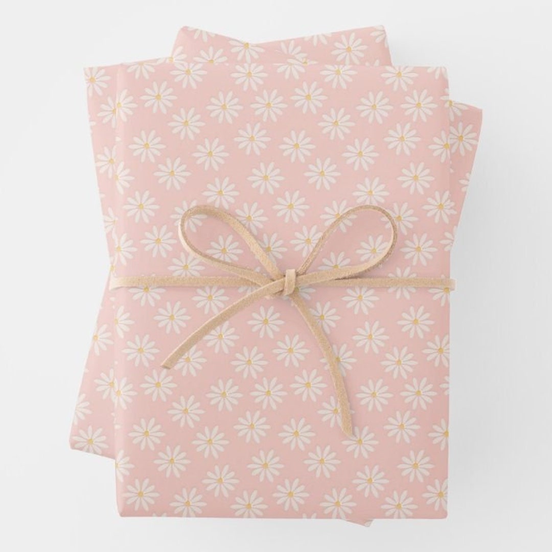 Retro Pastel Daisy Gift Wrapping Paper | Quality Rolled Sheets | Groovy ...