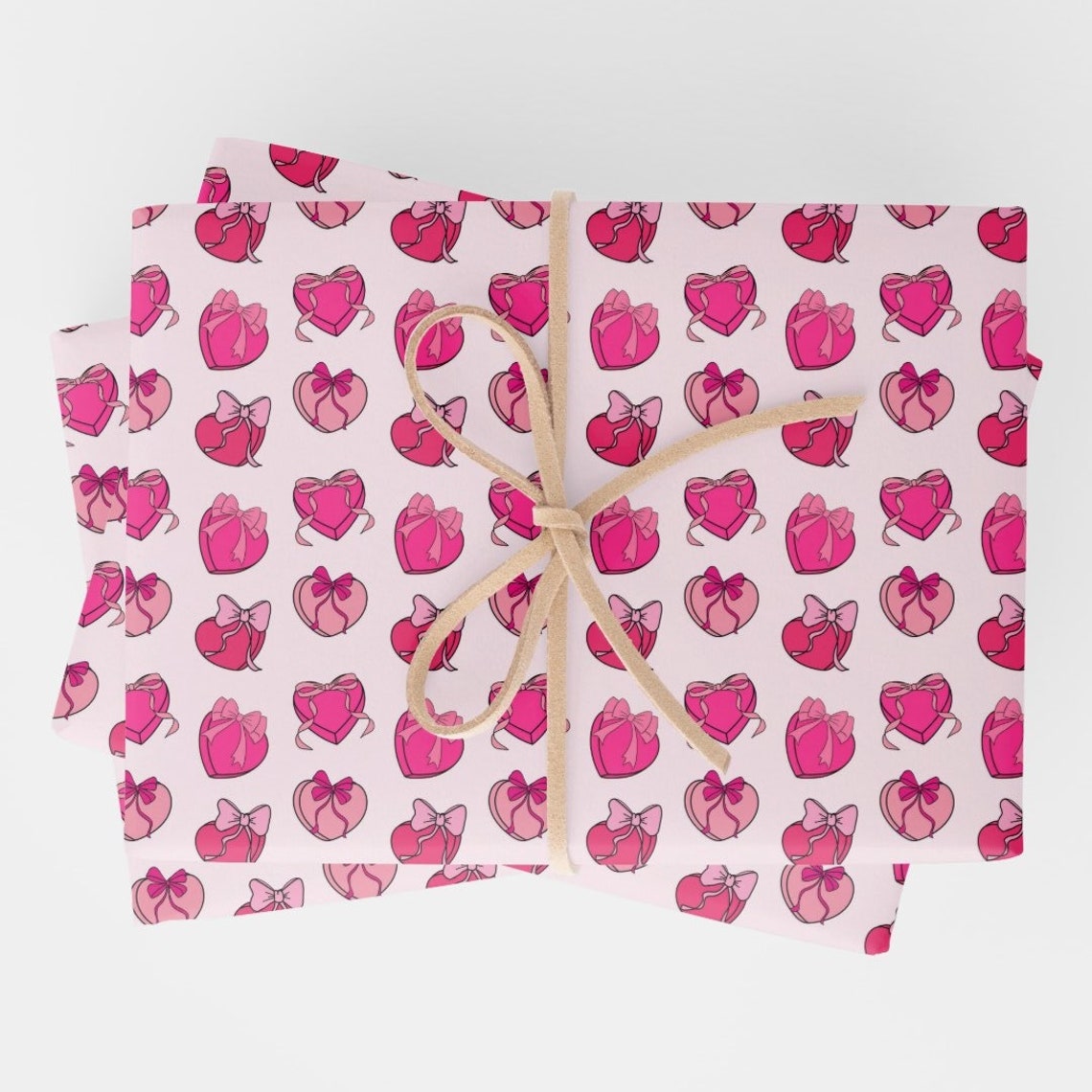 Gift Wrapping Paper Valentine Candy Hearts Bows | Gift Wrap Sheets ...