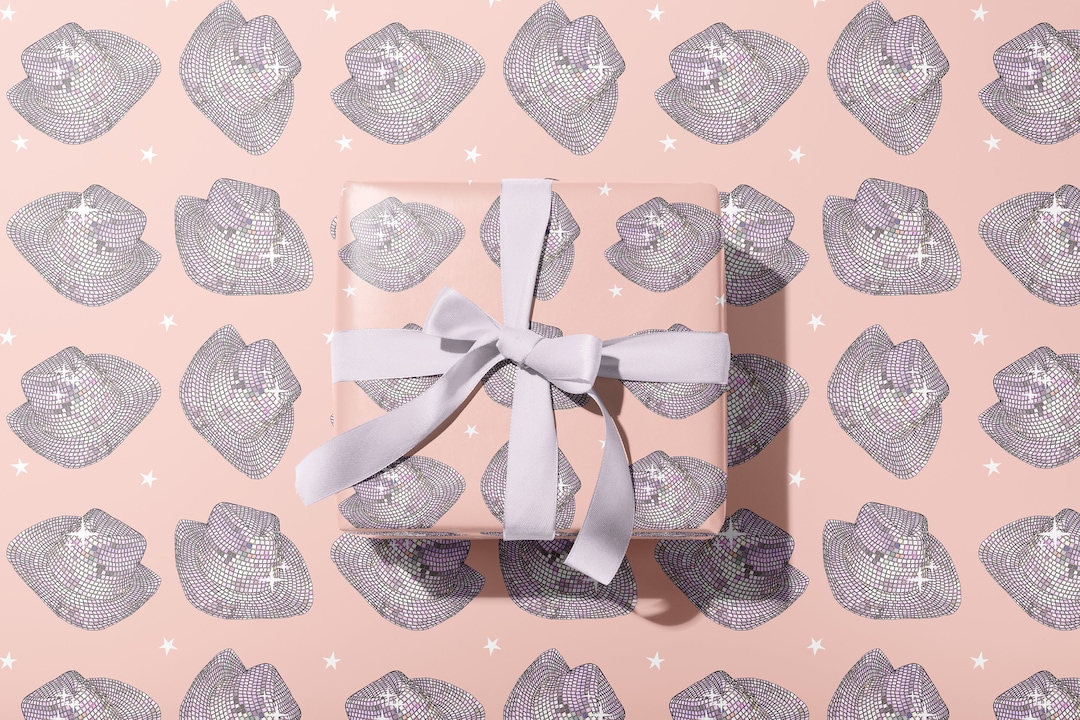 DISCO COWGIRL HAT Wrapping Paper Disco Ball Theme| Mirrored Ball Hat ...