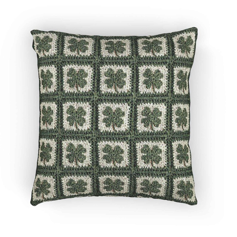 IRISH THROW PILLOW, Shamrock Lucky 4 Leaf Clover Couch Cushion, Irish ...