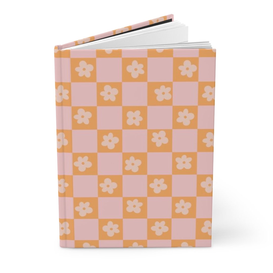 Retro Pink Orange Daisy Checkerboard Hardcover Journal, Y2K Aesthetic ...