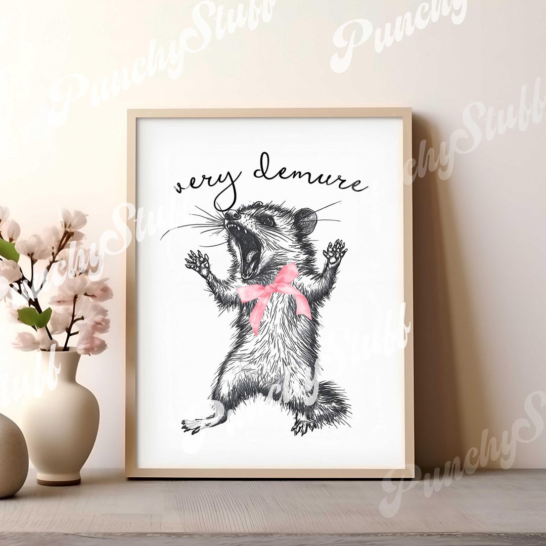 Very Demure Poster Feral Possum Funny Art Print, UNFRAMED Very Mindful ...