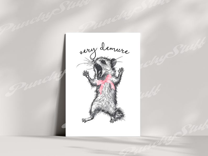 Very Demure Poster Feral Possum Funny Art Print, UNFRAMED Very Mindful ...