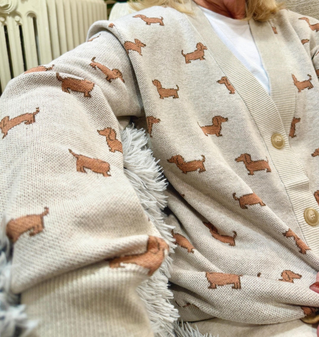 DACHSHUND DOG Sweater Weiner Sausage Dog Button up Cardi, UNISEX Cute ...
