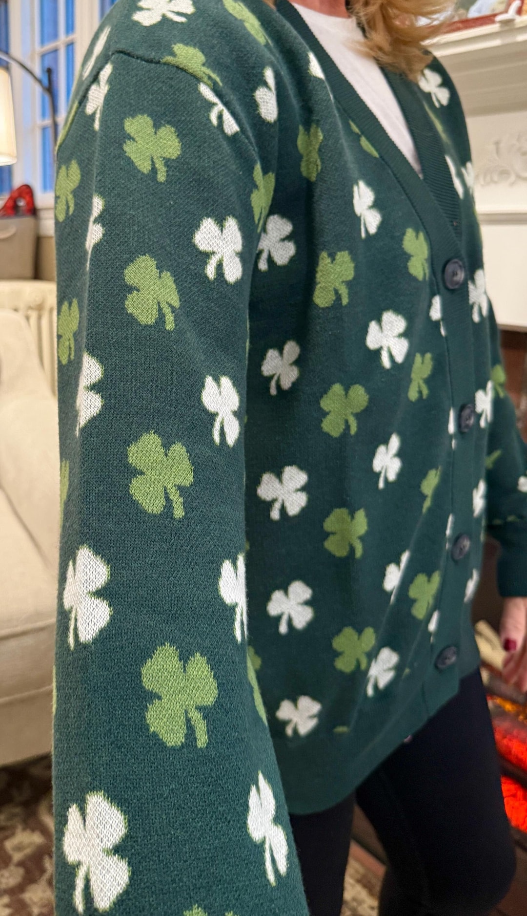 Knit Cardigan Sweater, Irish St Patricks Day Outfit Clover Knit Cardi ...