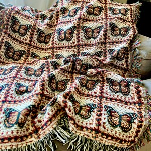 Butterfly Blanket Cottagecore Decor Fall Blanket, Vintage Granny Square ...