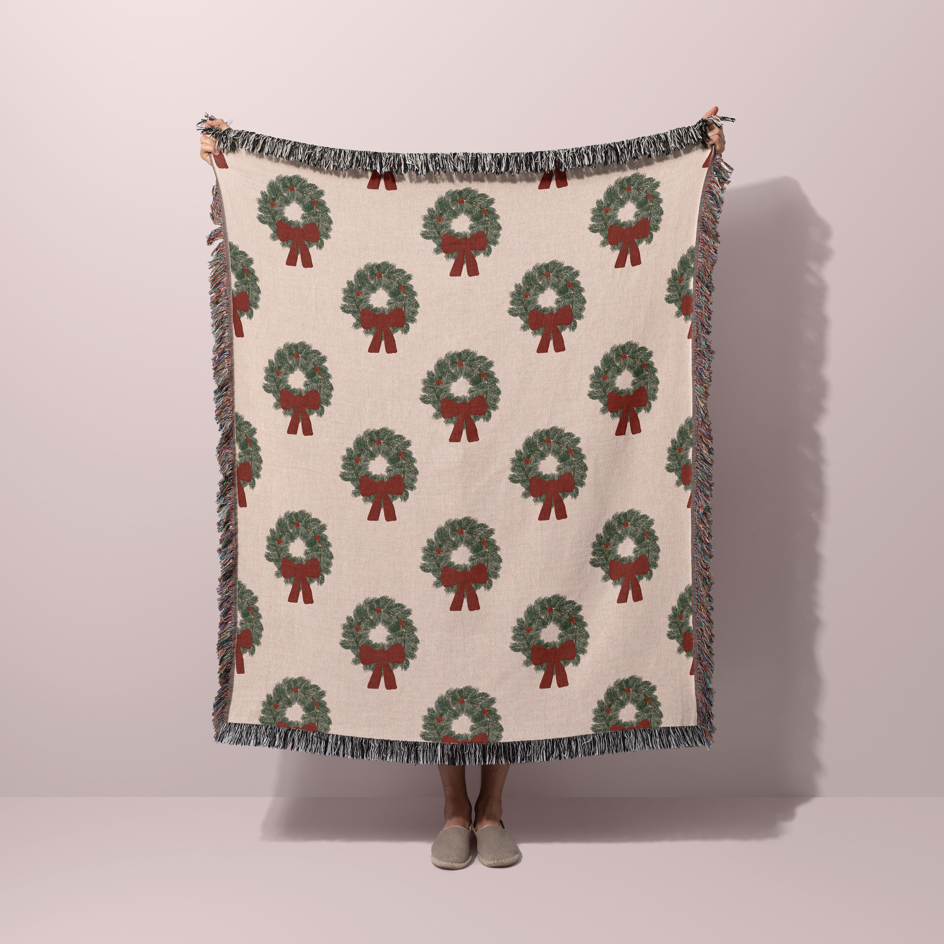 Christmas Wreath Woven Holiday Throw Blanket Christmas - Etsy