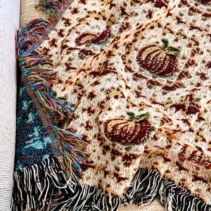 Fall Throw Blanket Cozy Fall Decor, Woven Cotton Throw Blanket, Autumn ...
