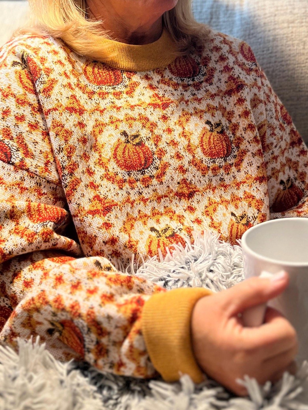 Fall Pumpkin Knit Sweater Granny Square Fall Knitwear Sweater Cute ...