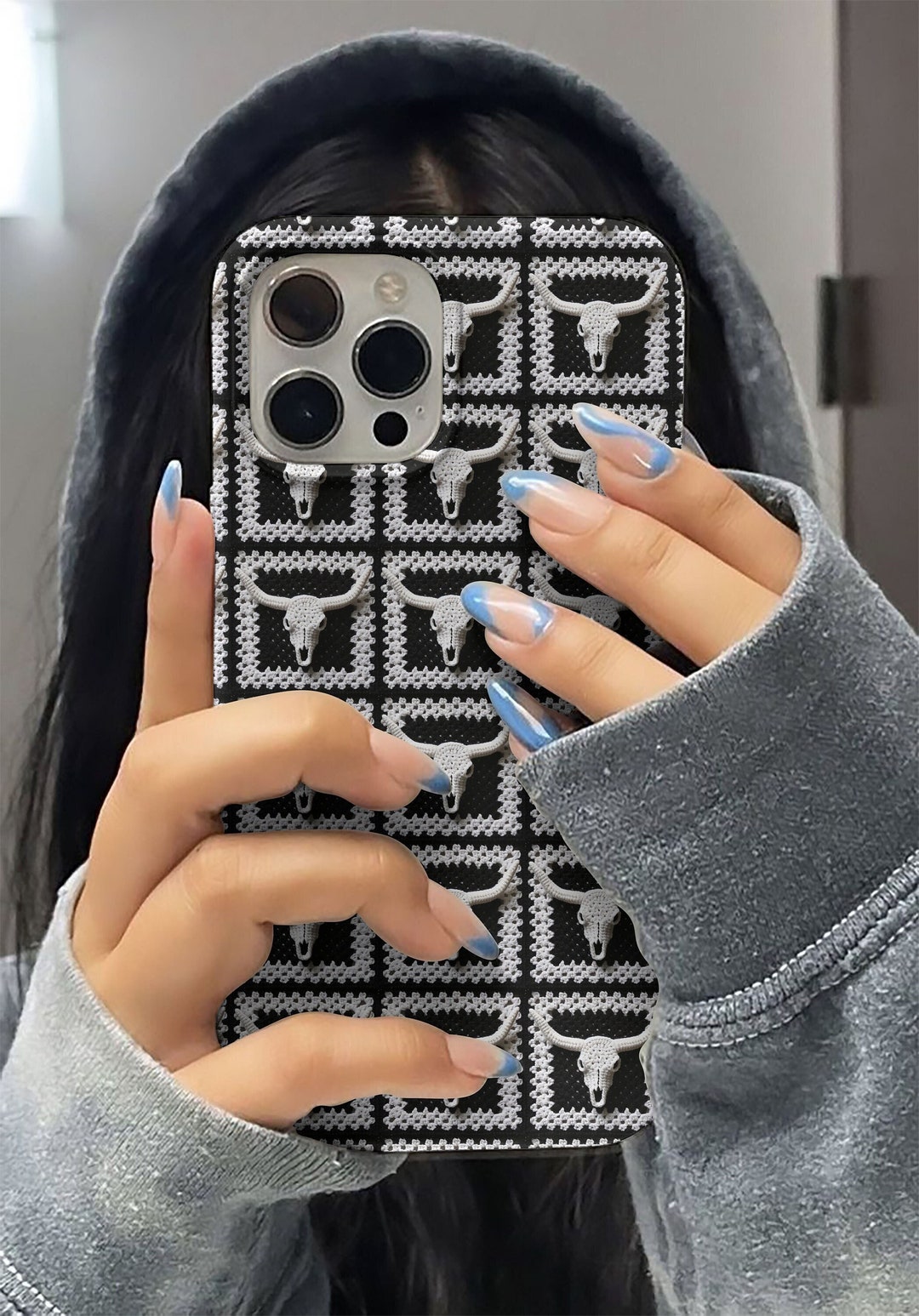 Magnetic Charge Phone Case Western Goth Longhorn Cow Skull | Works With ...