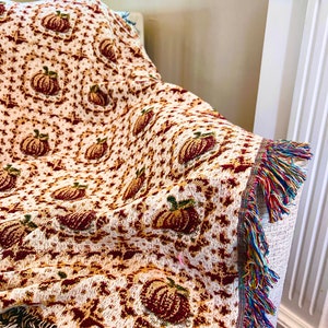 Fall Throw Blanket Cozy Fall Decor, Woven Cotton Throw Blanket, Autumn ...