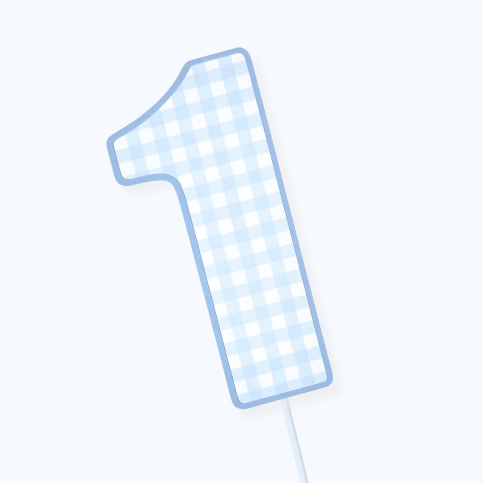 Blue Gingham Number Cake Topper: Birthday Party Decorations - Etsy