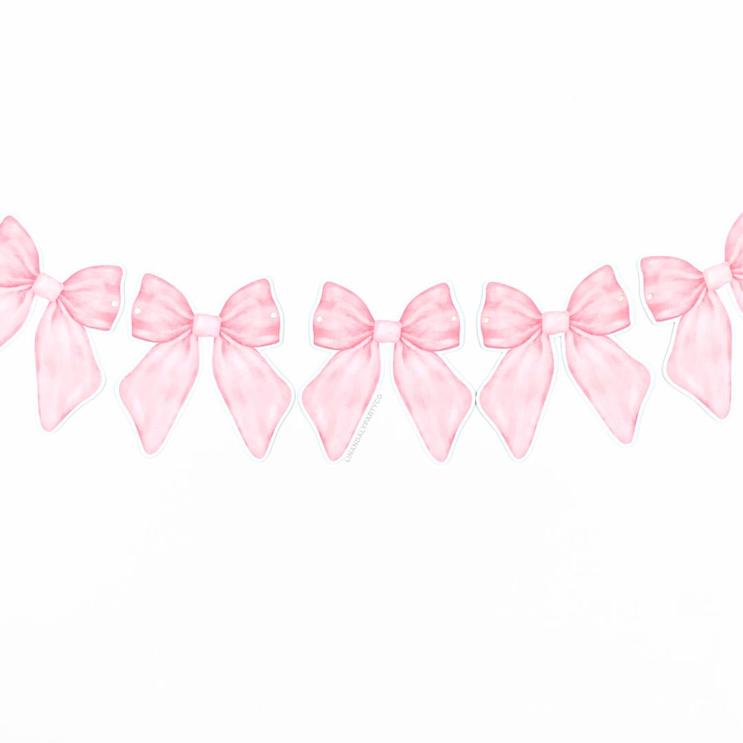 Pink Bow Garland, Paper Banner, Party Decorations - Etsy