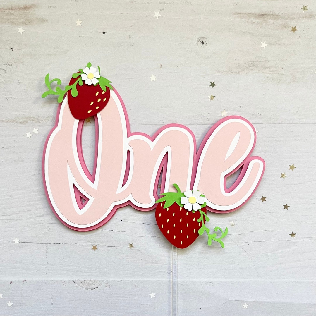 Strawberry Theme One Cake Topper, Birthday Party, Smash Cake, Berry ...