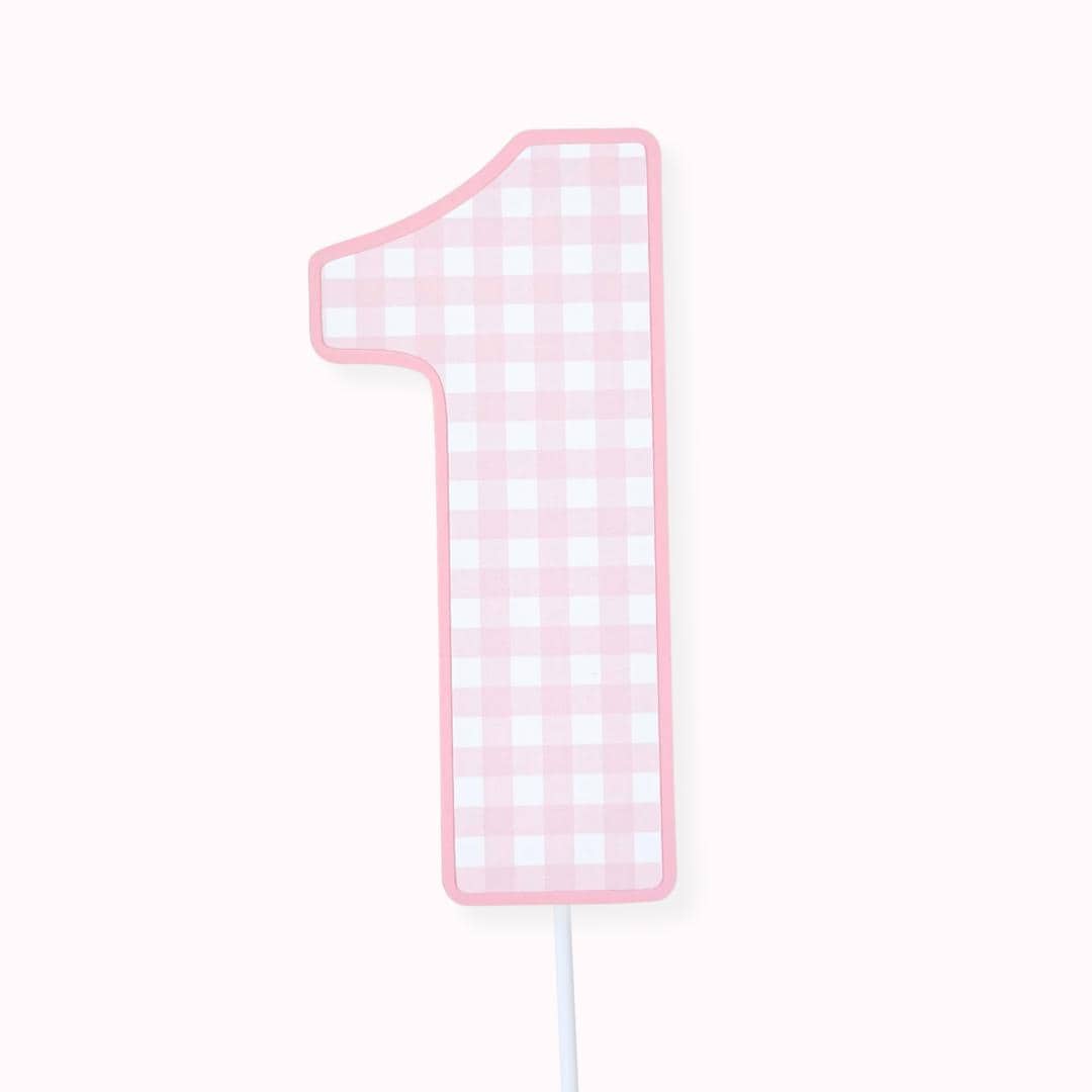 Pink Gingham Number Cake Topper: Birthday Party Decorations - Etsy