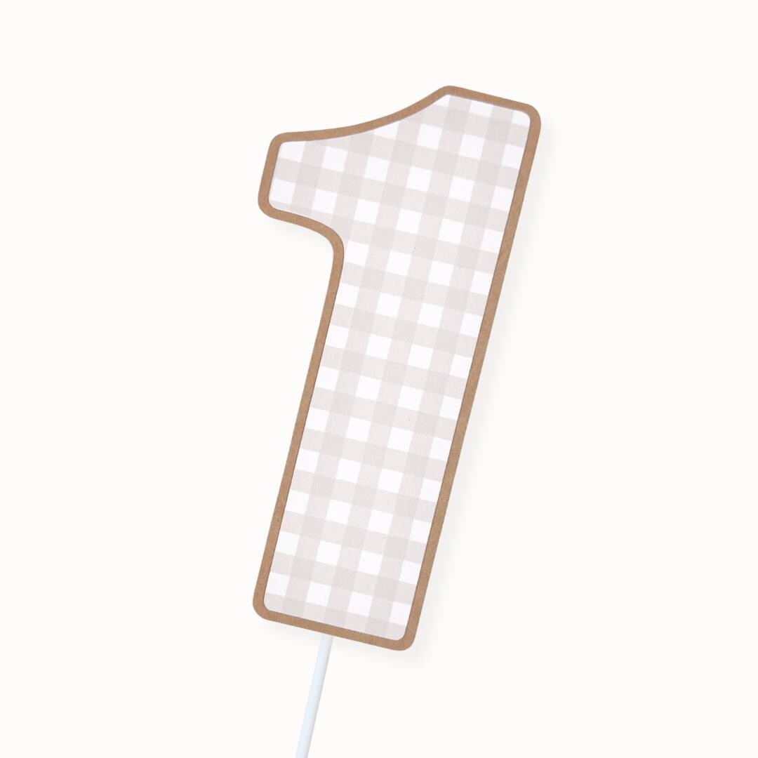 Brown Gingham Number Cake Topper: Birthday Party Decorations - Etsy
