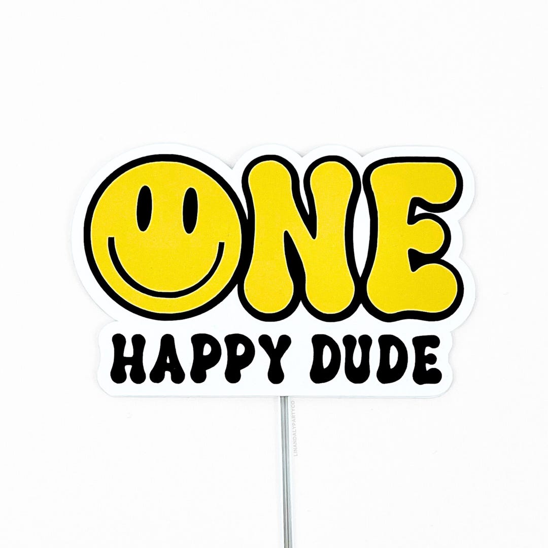 ONE Happy Dude Cake Topper, Party Decor, Cake Topper, Cake Decor, Happy ...