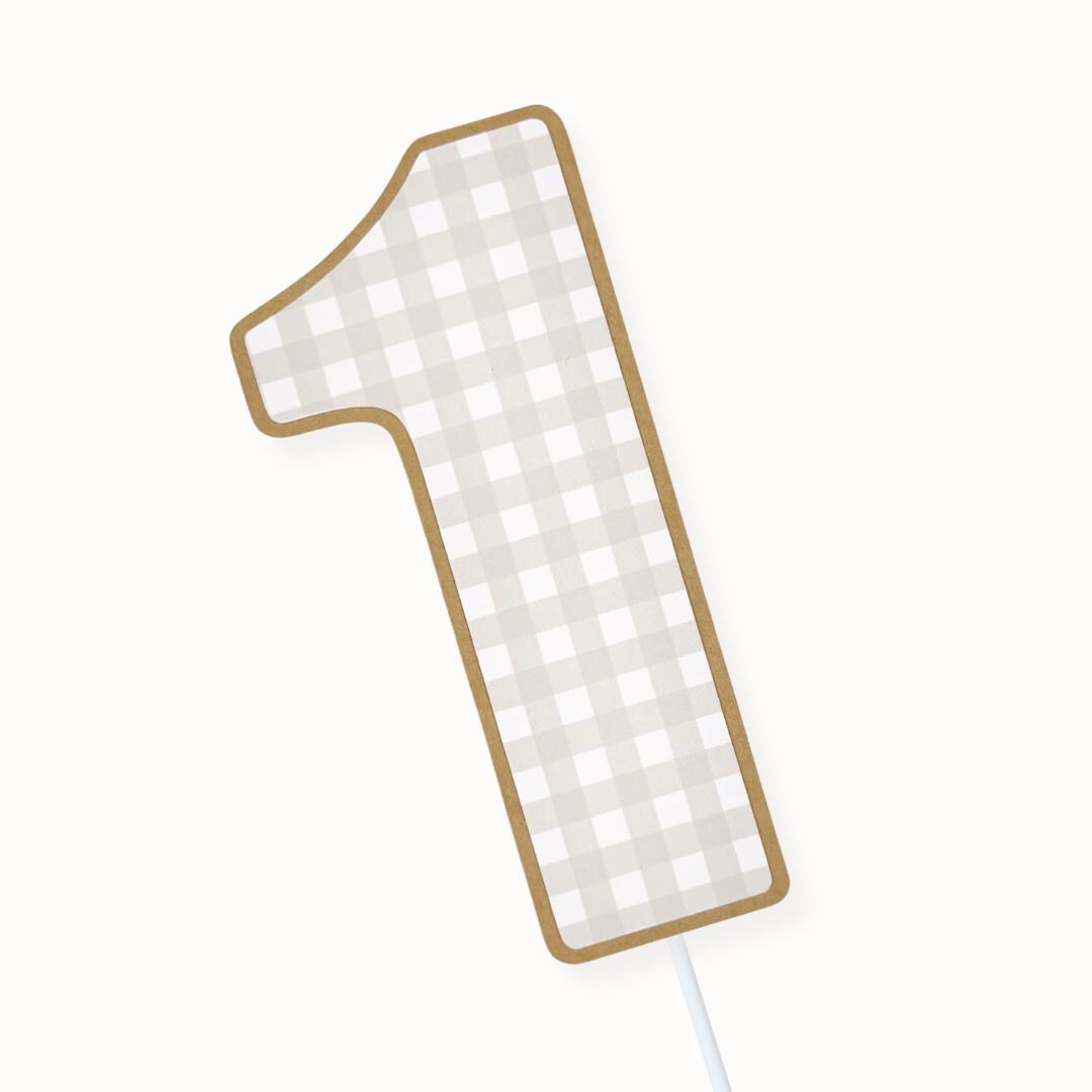 Brown Gingham Number Cake Topper: Birthday Party Decorations - Etsy