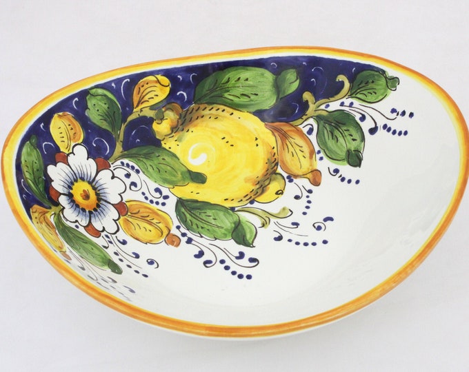 Italian Ceramic Serving Bowl Amusing Boat Plate Lemon and - Etsy