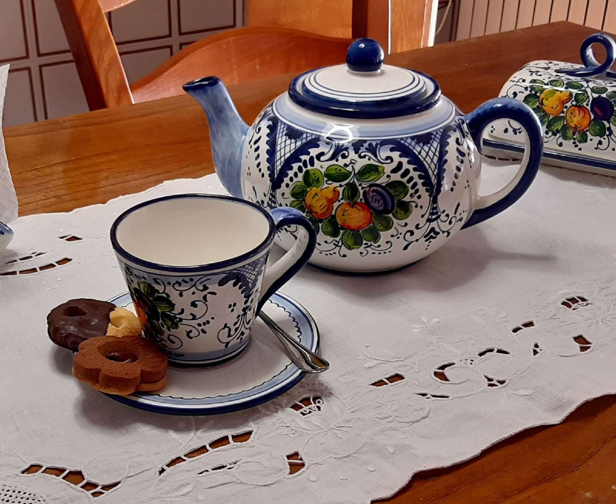 Italian Ceramic TEA POT Handpainted Tuscan Pattern Fruttina - Etsy