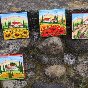 Italian Ceramic Wall Tiles Handpainted 4 Tuscan Views - Etsy