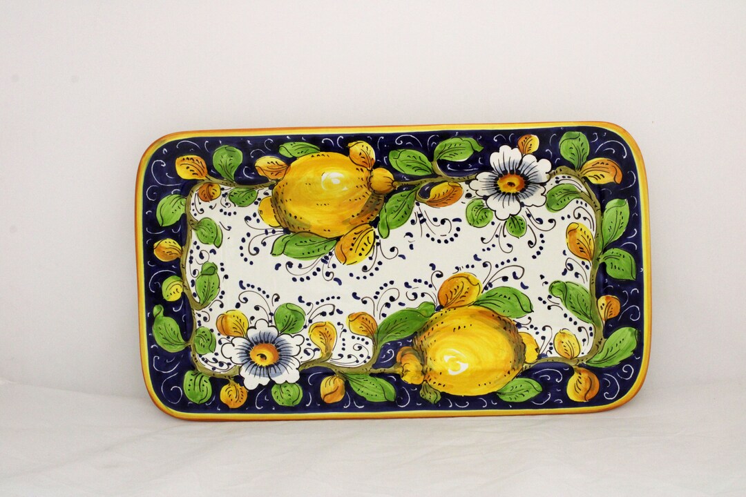 Italian Ceramic Rectangular Serving Tray and Wall Plate Handpainted ...