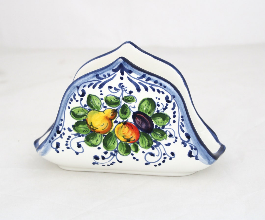 Italian Ceramic Napkin Holder Handpainted Little Fruit Pattern ...