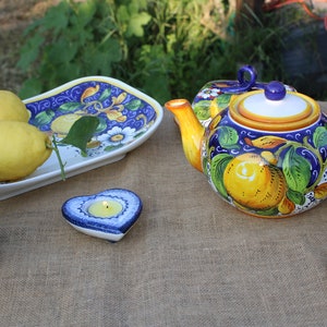 Italian Ceramic Tea Pot, Tea Time, Break Time Handpainted in Tuscany ...