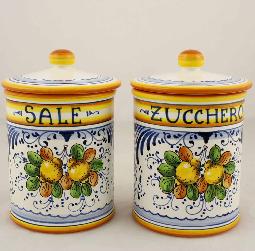 Italian Ceramic Salt and Sugar Jars Handmade in Tuscany, Little Lemons ...