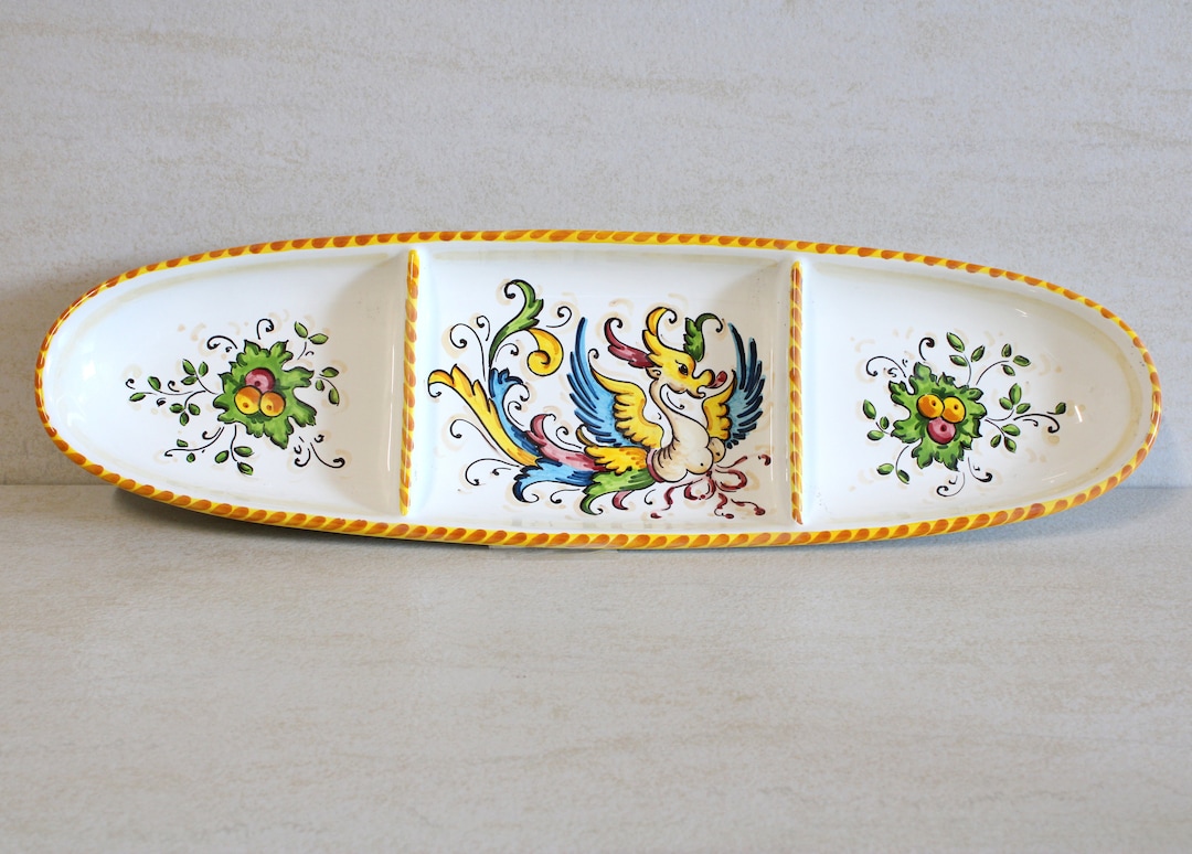 Italian Ceramic Appetizer With 3 Section, Raffaellesco Fiorentino ...