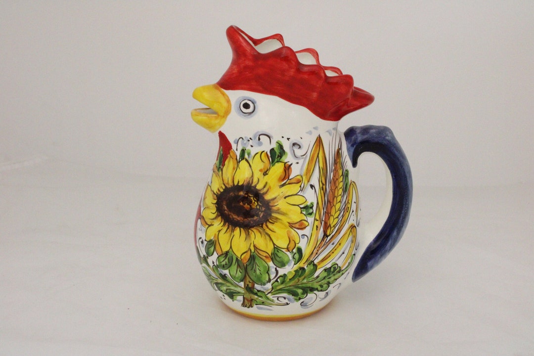 Italian Ceramic Rooster Pitcher - Etsy