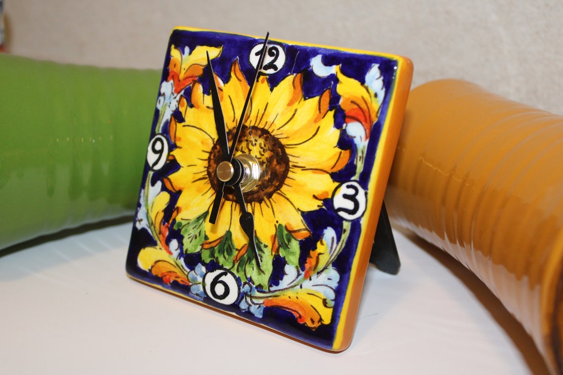 Italian Ceramic Wall and Table Clock Tuscan Pattern | Etsy