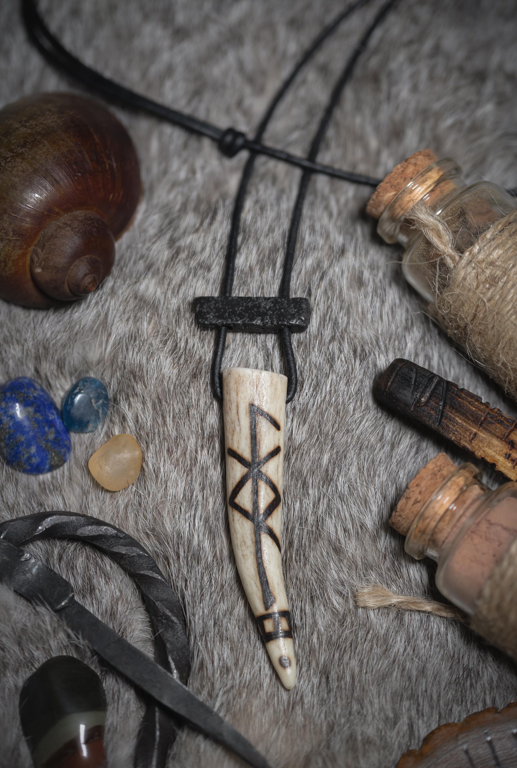 Custom Rune Antler Pendant | Hand-burned Pyrography Necklace | Norse ...